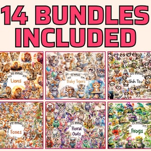 Animals Mega Clipart Bundle (P2) - 3400+ PNG Cute Animal Images ...