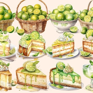 Key Lime Watercolor Clipart Bundle: 107 PNG Images (commercial Use ...