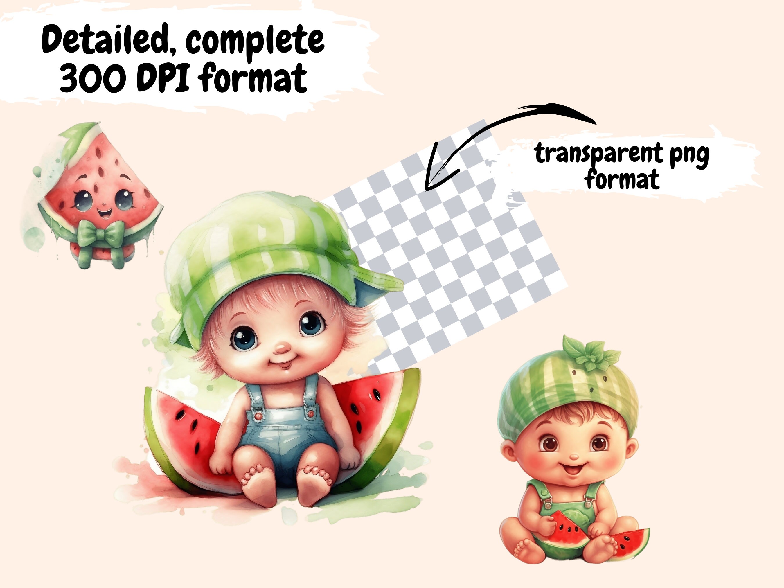 Watermelon Watercolor Clipart Bundle 53 PNG Images of - Etsy