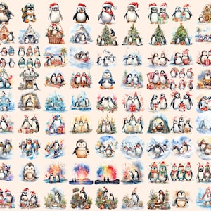 Penguins Watercolor Clipart Bundle: 801 PNG Images (digital Download ...