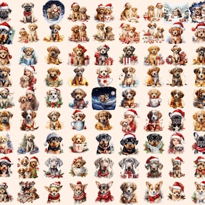 Christmas Dogs Watercolor Clipart Bundle: 434 Festive PNG Images ...