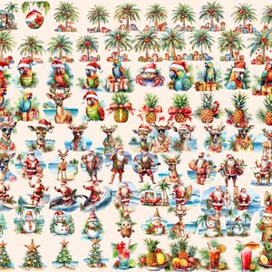 Tropical Christmas Watercolor Clipart Bundle: 680 Festive PNG Images ...