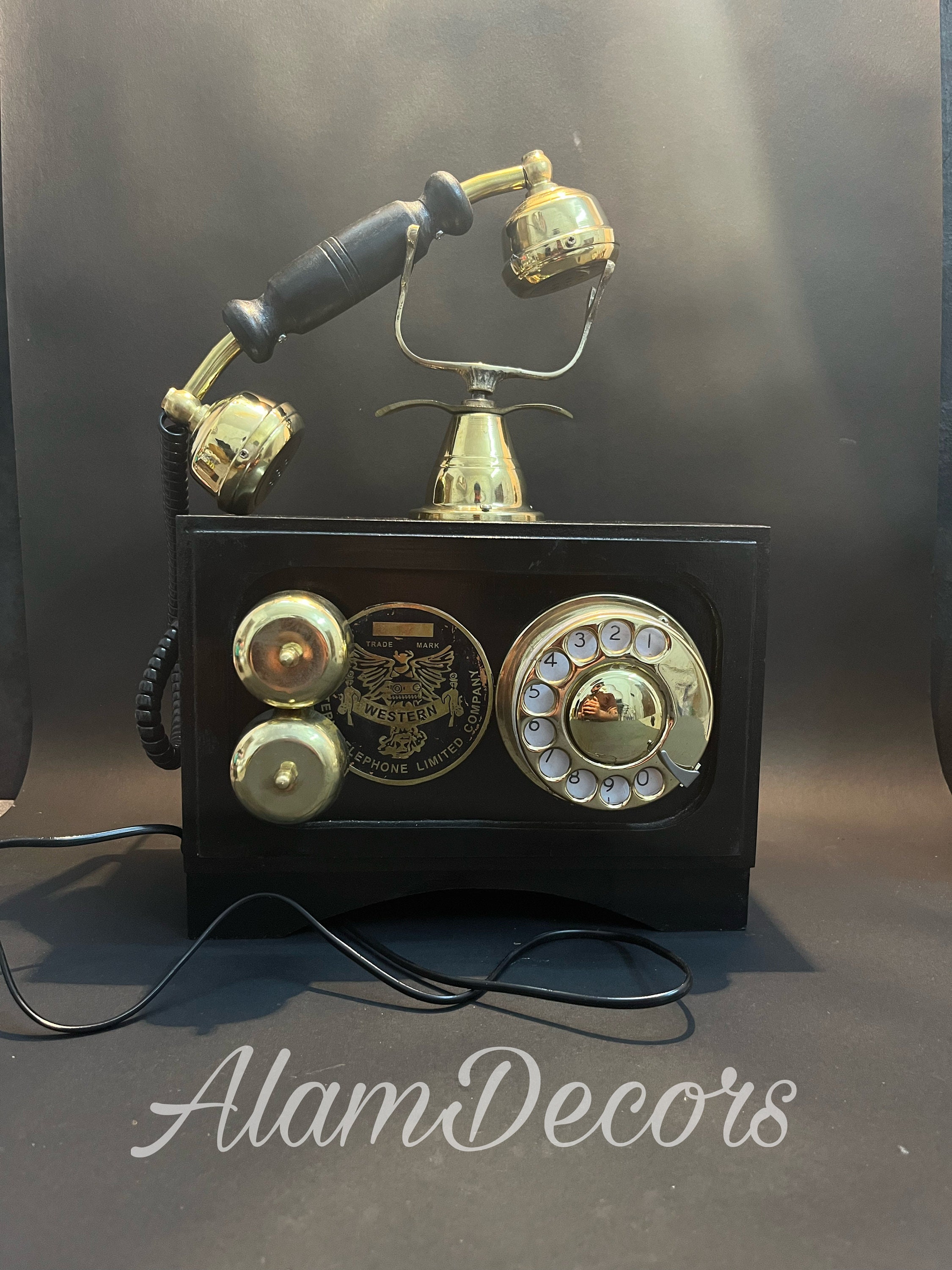 Western Wooden and Brass Telephone Vintage Style Telephone - Etsy