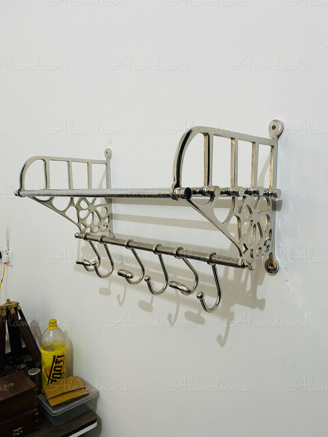 French Coat Rack Luggage Wall Mounted Rack Shelf Utensil Rail Wall ...