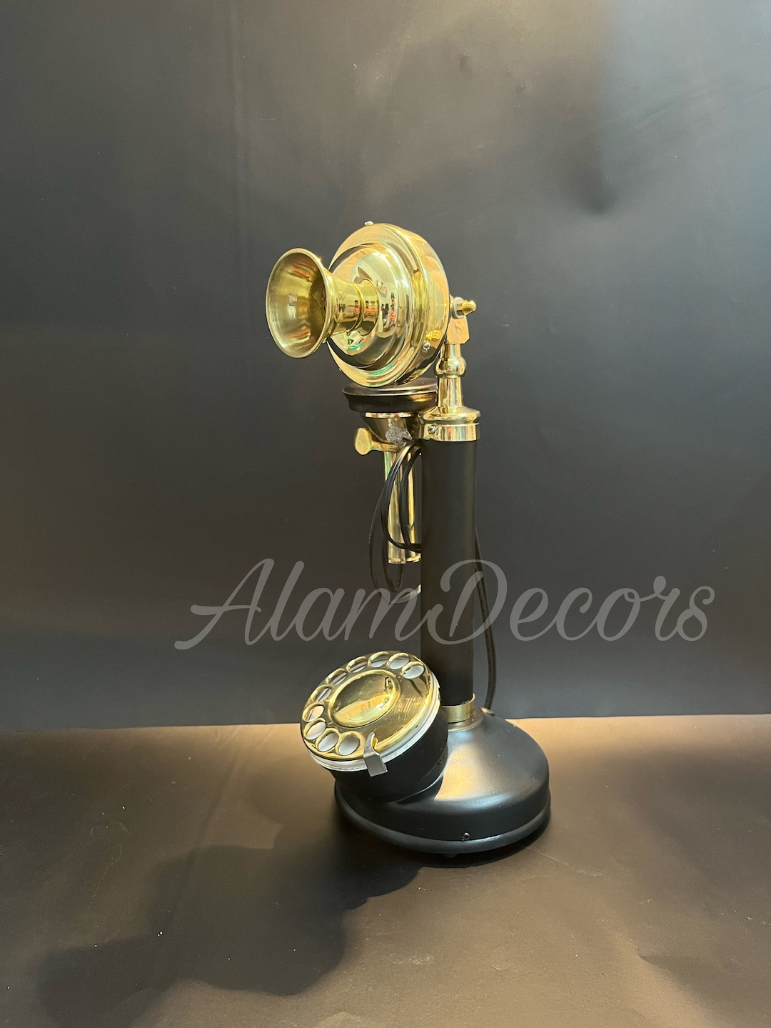 Nautical Brass Candlestick Telephone Antique Style Landline Rotarydial ...
