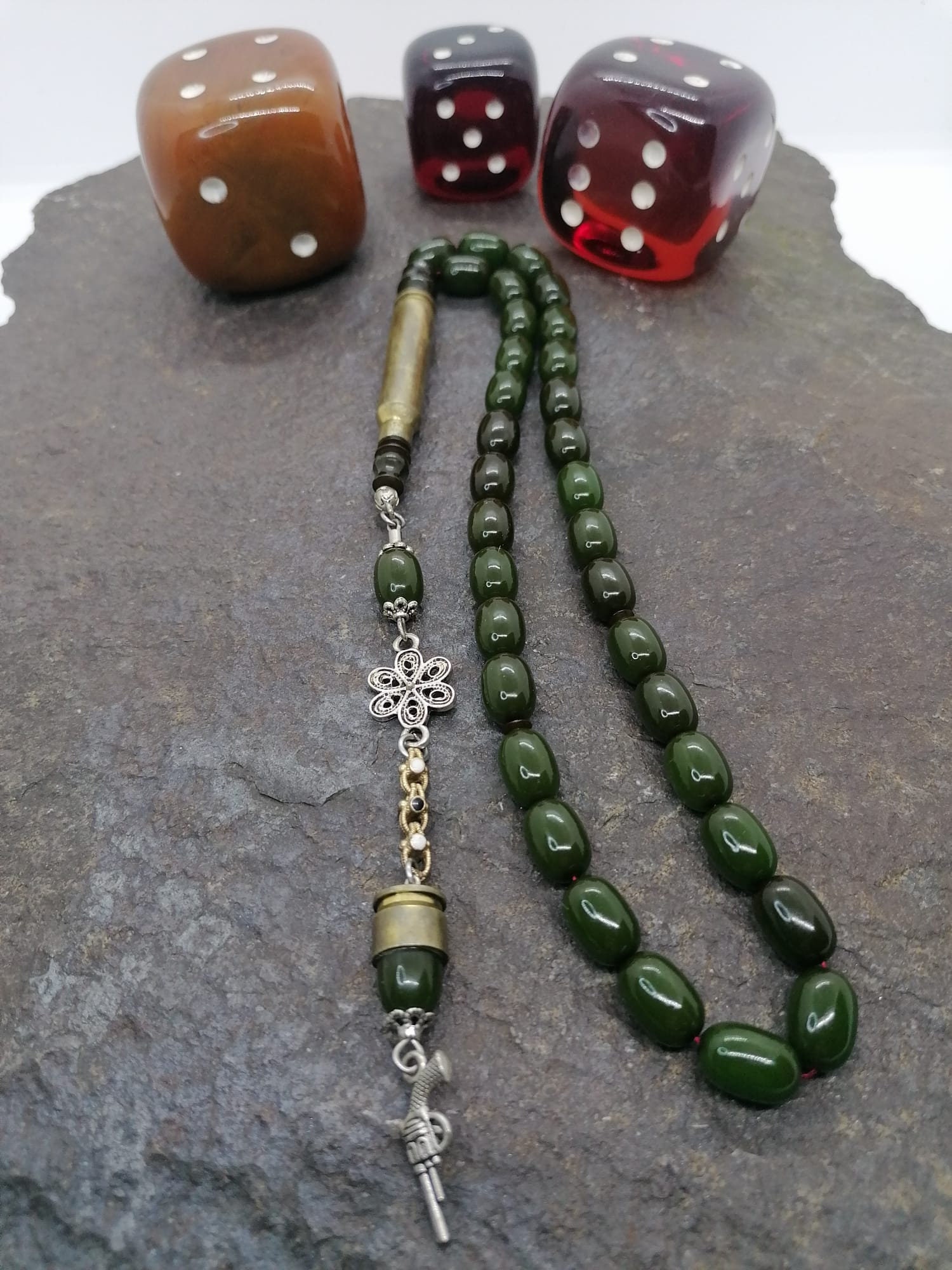 Master Craftsmanship With Real Bullet Case Amber Rosary,33 Pieces ...