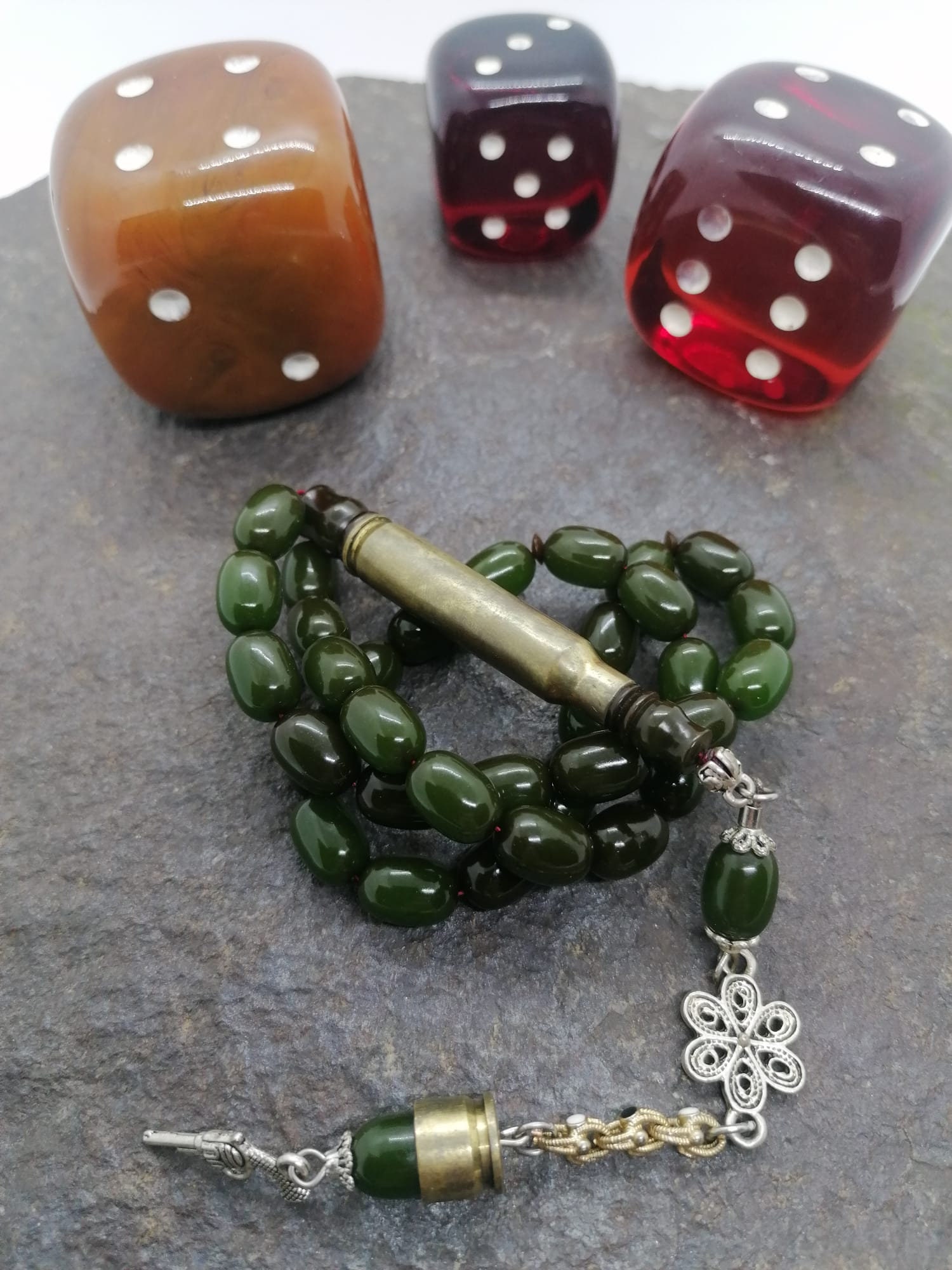 Master Craftsmanship With Real Bullet Case Amber Rosary,33 Pieces ...