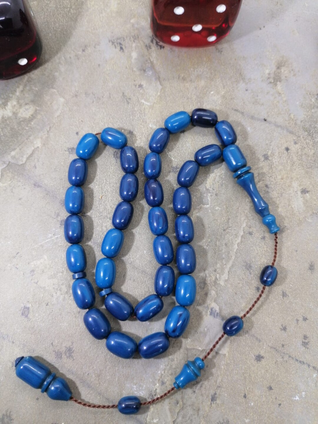 Hand Made Master Craftsmanship Blue Catalin Rosary, 33 Pieces, Islamic ...