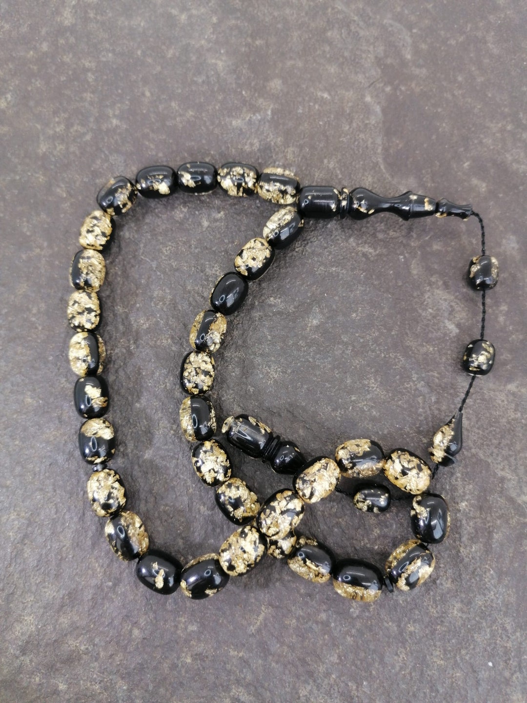 24 K Gold Particles Plexiglass Collection Rosary, 33 Pieces, Misbaha ...