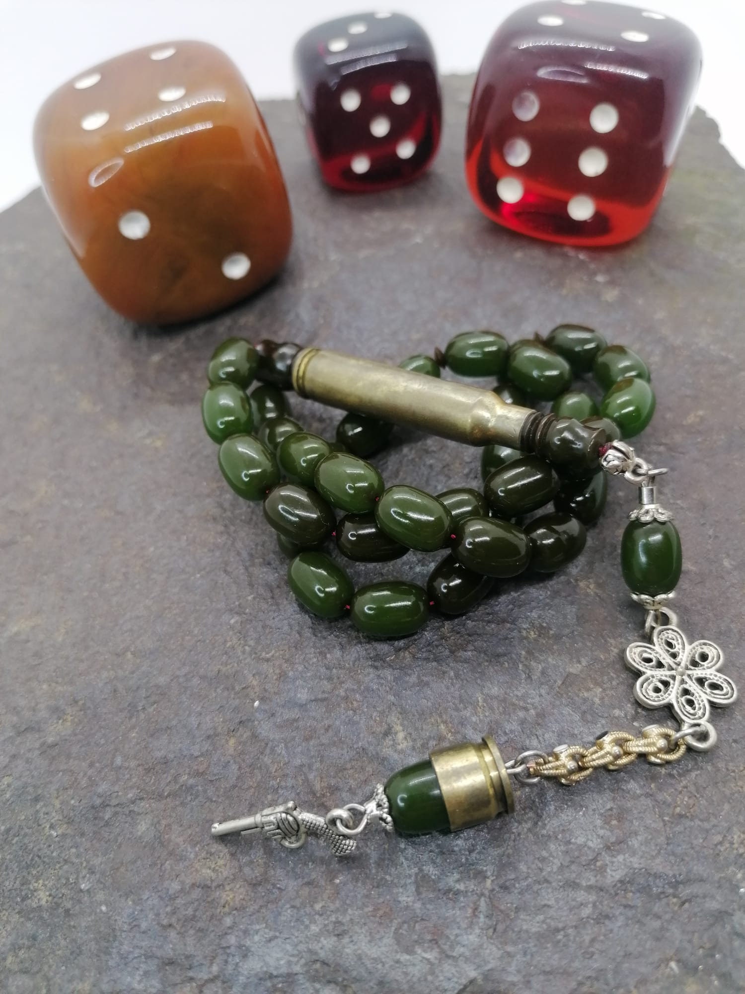 Master Craftsmanship With Real Bullet Case Amber Rosary,33 Pieces ...