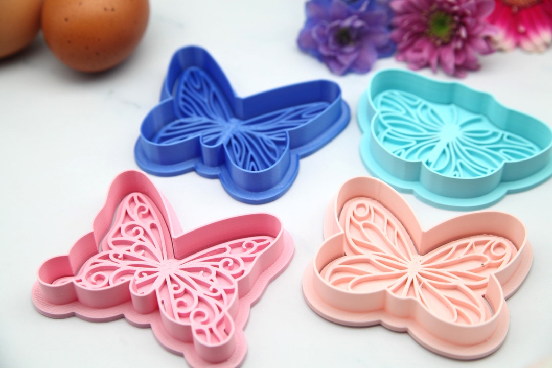 A Set of Butterfly Cutters and Stamps for Use With Cookie Dough, Clay ...