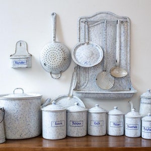 15-piece Vintage French Kitchen Set / Enameled Stone Kitchenware ...