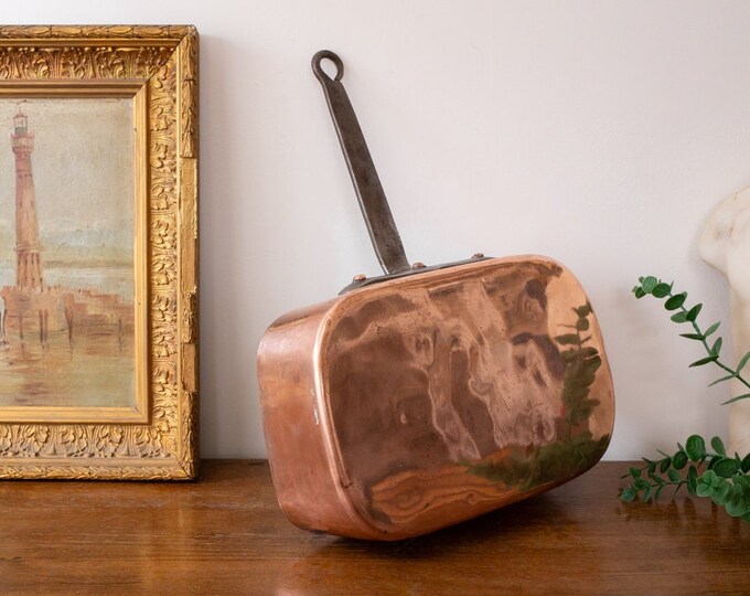 Antique French Copper Sauté Pan With Iron Handle and Tall Rim / Vintage ...
