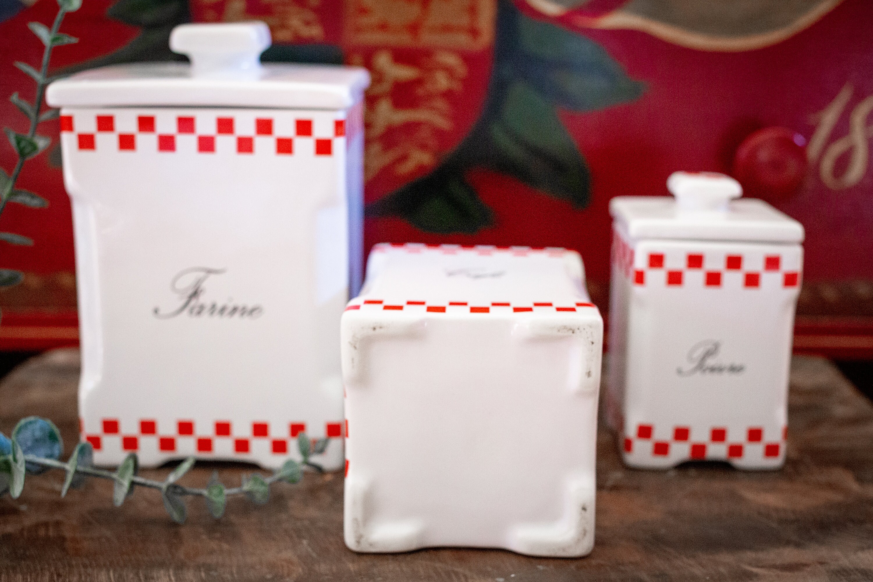 Set of 3 Mid-century Ceramic French Kitchen Canisters / Flour, Coffee ...