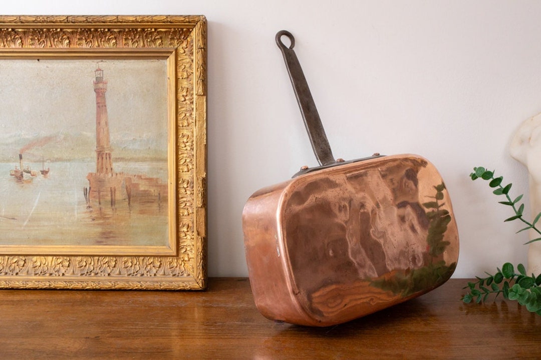 Antique French Copper Sauté Pan With Iron Handle and Tall Rim / Vintage ...