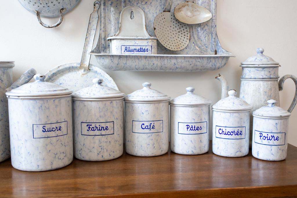 15-piece Vintage French Kitchen Set / Enameled Stone Kitchenware ...