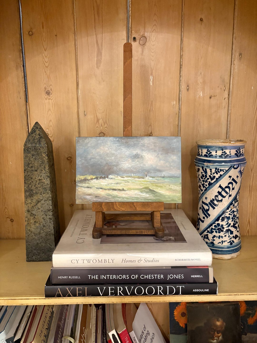 Antique French Seascape Oil Painting on Board — Stormy Channel Coast ...
