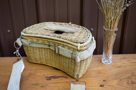 Antique Wicker Fishing Creel / Crossbody Bag / Vintag… - Gem