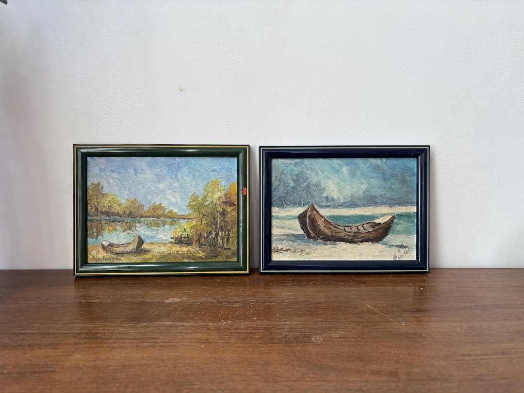 Pair of French Canoe Paintings / South of France / Original Artwork ...