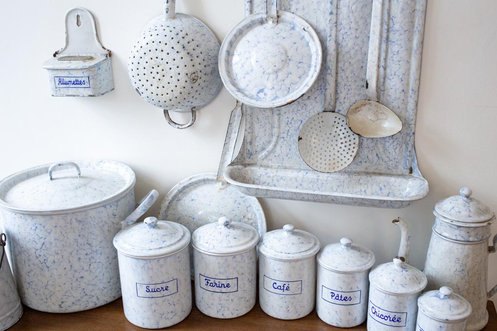 15-piece Vintage French Kitchen Set / Enameled Stone Kitchenware ...
