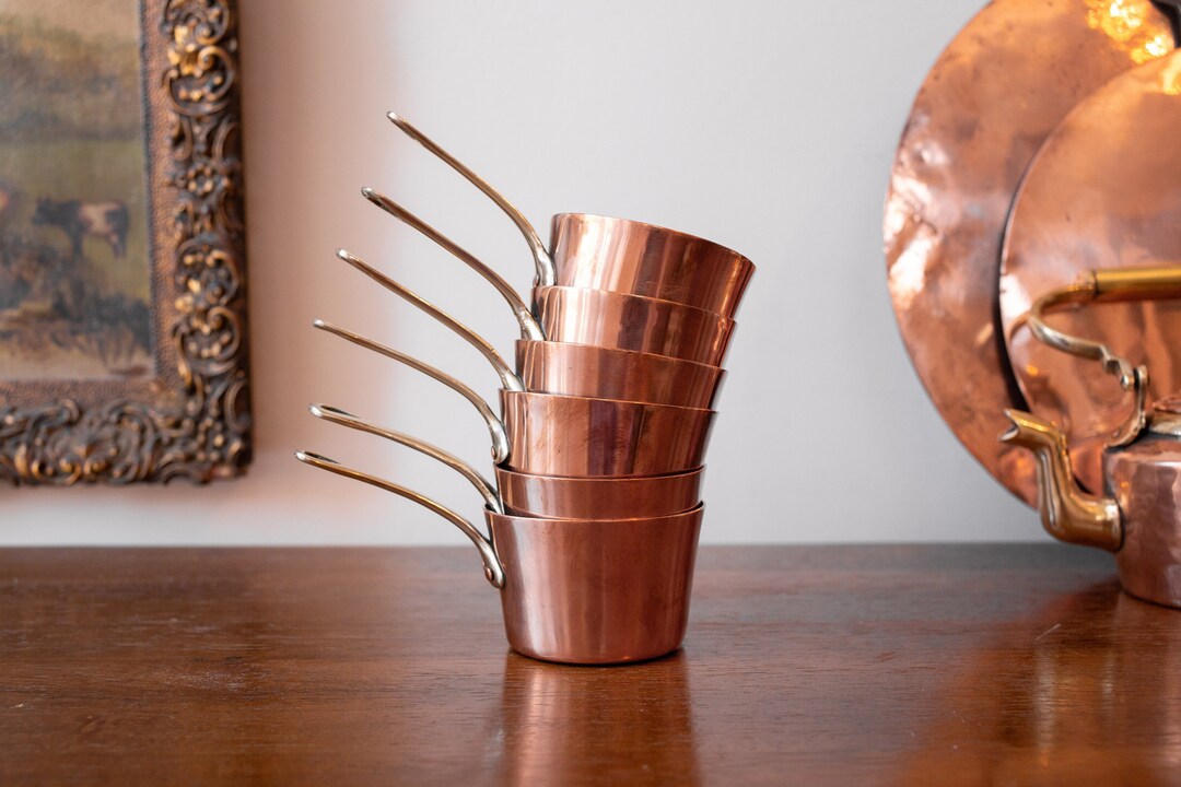 Set of Six Small Copper Saucier Pans From Parisian Restaurant / Vintage ...