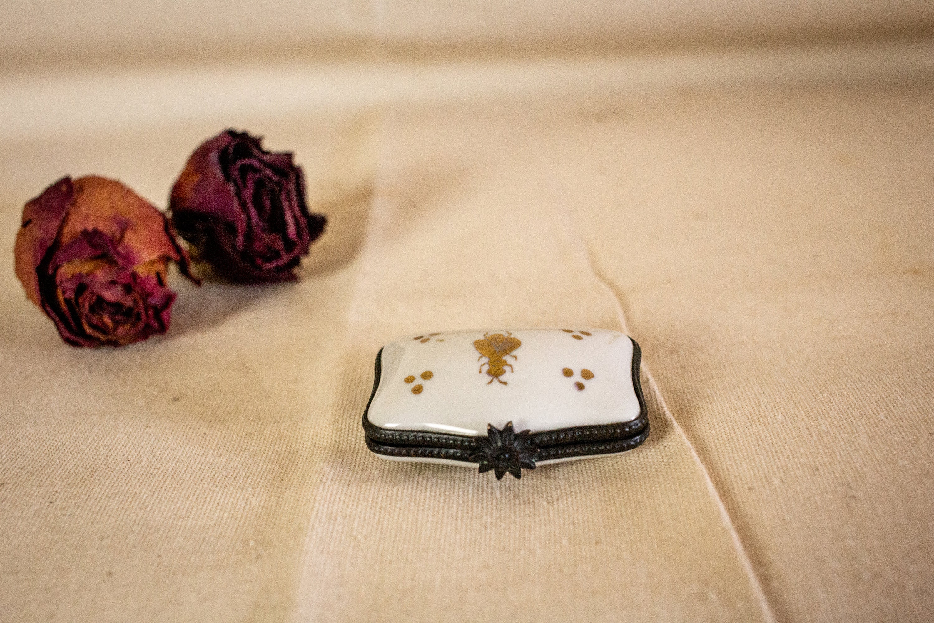 RARE / Limoges Porcelain Pill Box With Napoleonic Symbols / - Etsy