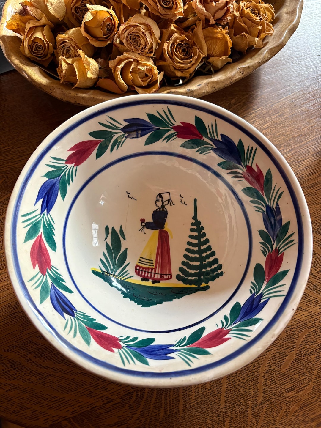 Vintage Quimper Bowl: French Brittany Faïence Dish, Breton Woman Decor ...