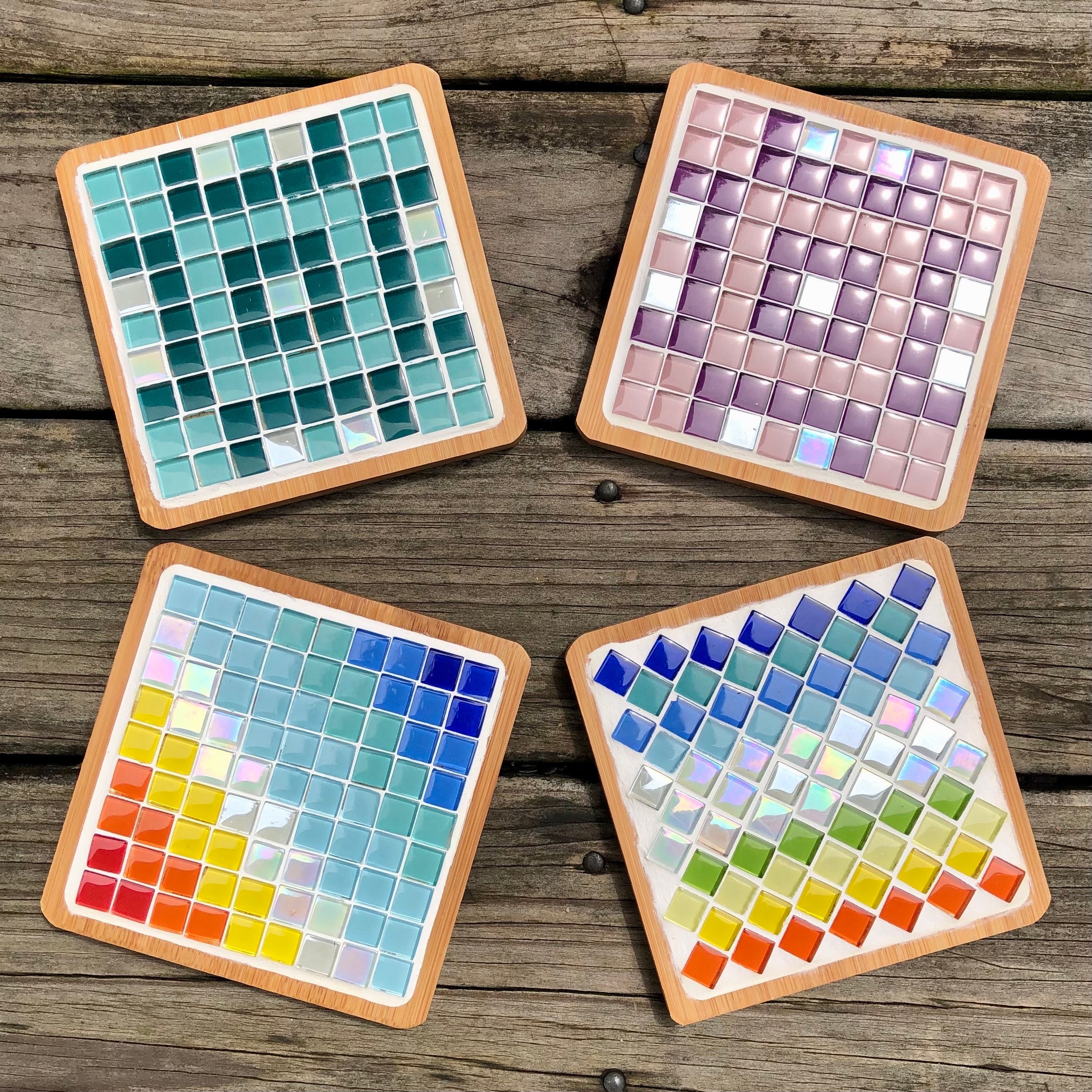 Mixed Color Glass Mosaic Tiles For Adults UXORSN DIY Mosaic Tile Craft ...