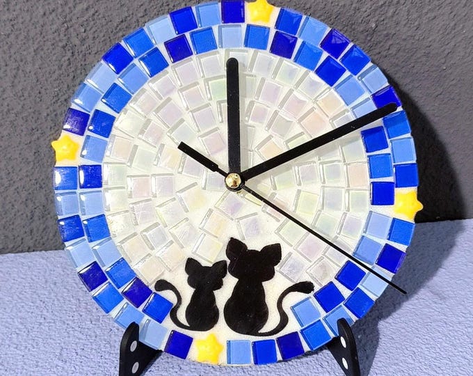 Gray Stone Mosaic Clock 10", Pebble Art Clock, Stone Wall Clock, Beach ...