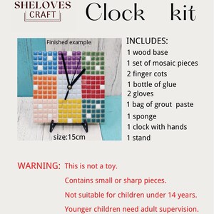 Mosaic Kit Diy Clock Craft Kit for Kids Adults Crafting Mosaic Clock ...