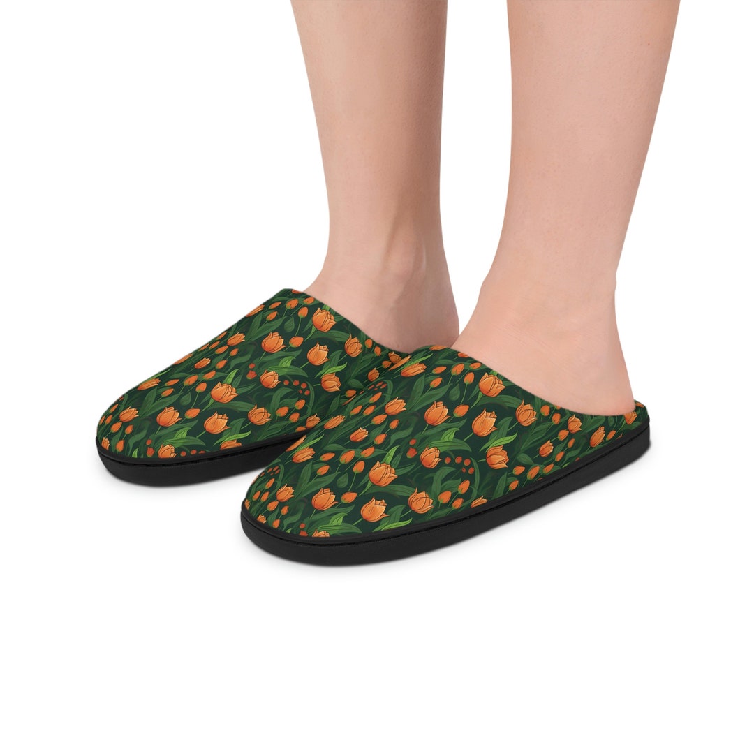 Comfortable and Stylish Darker Slippers With a Unique Tulip Flower ...
