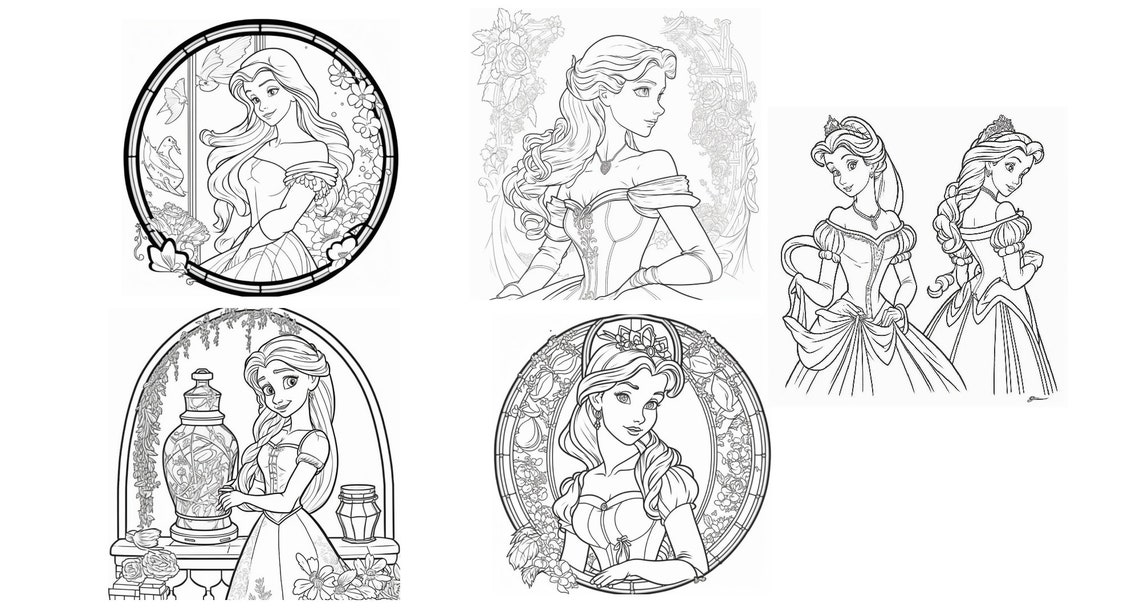Princesscoloring Papergilr Coloring Paperdissneystory - Etsy