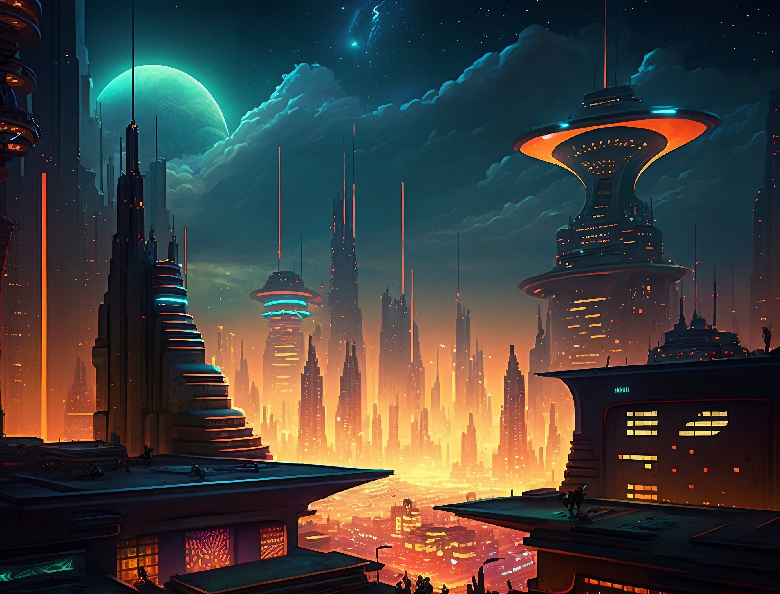 Futuristic Cityscape 6 - Etsy