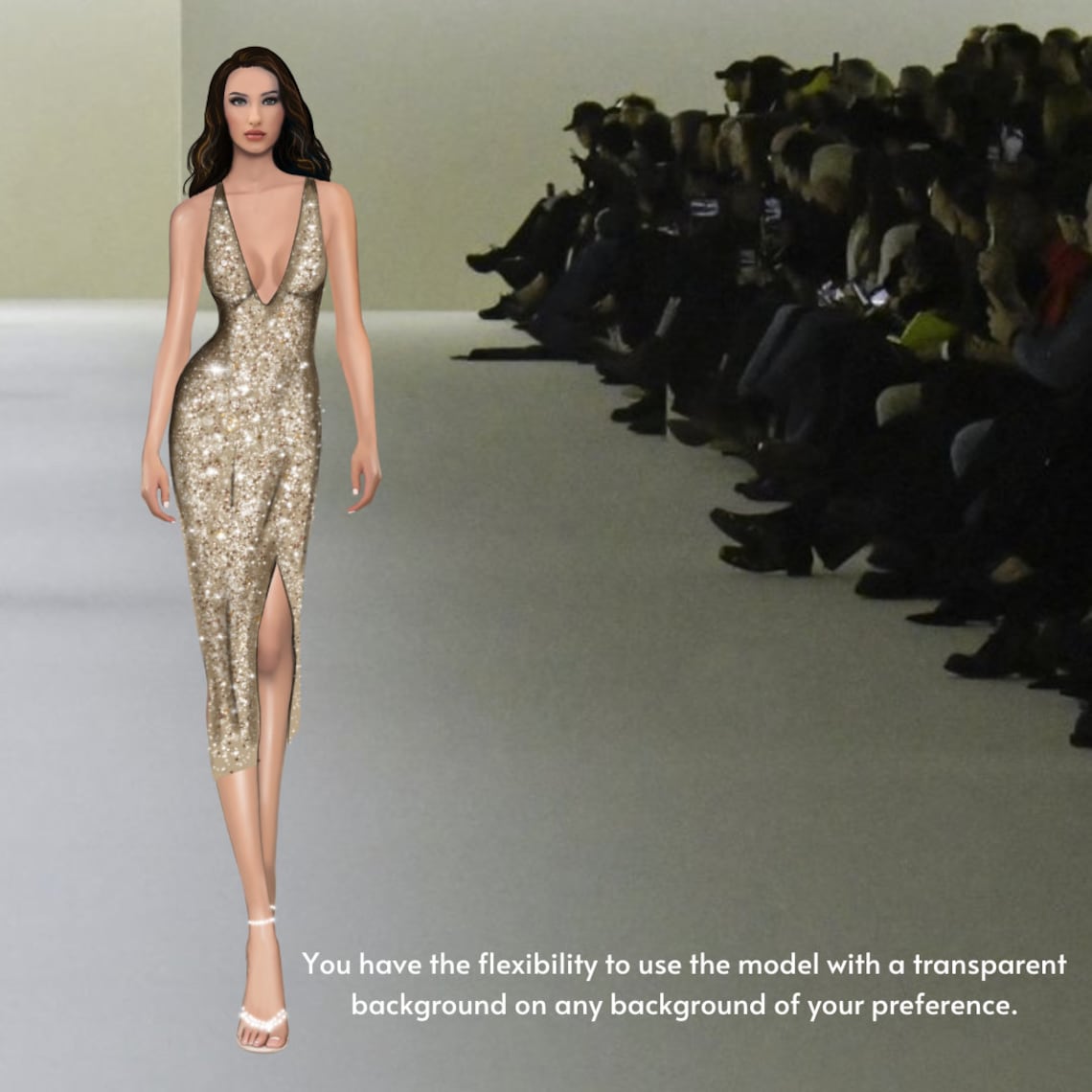 Custom Fashion Model Templates, Realistic Custom Illustration, Female ...