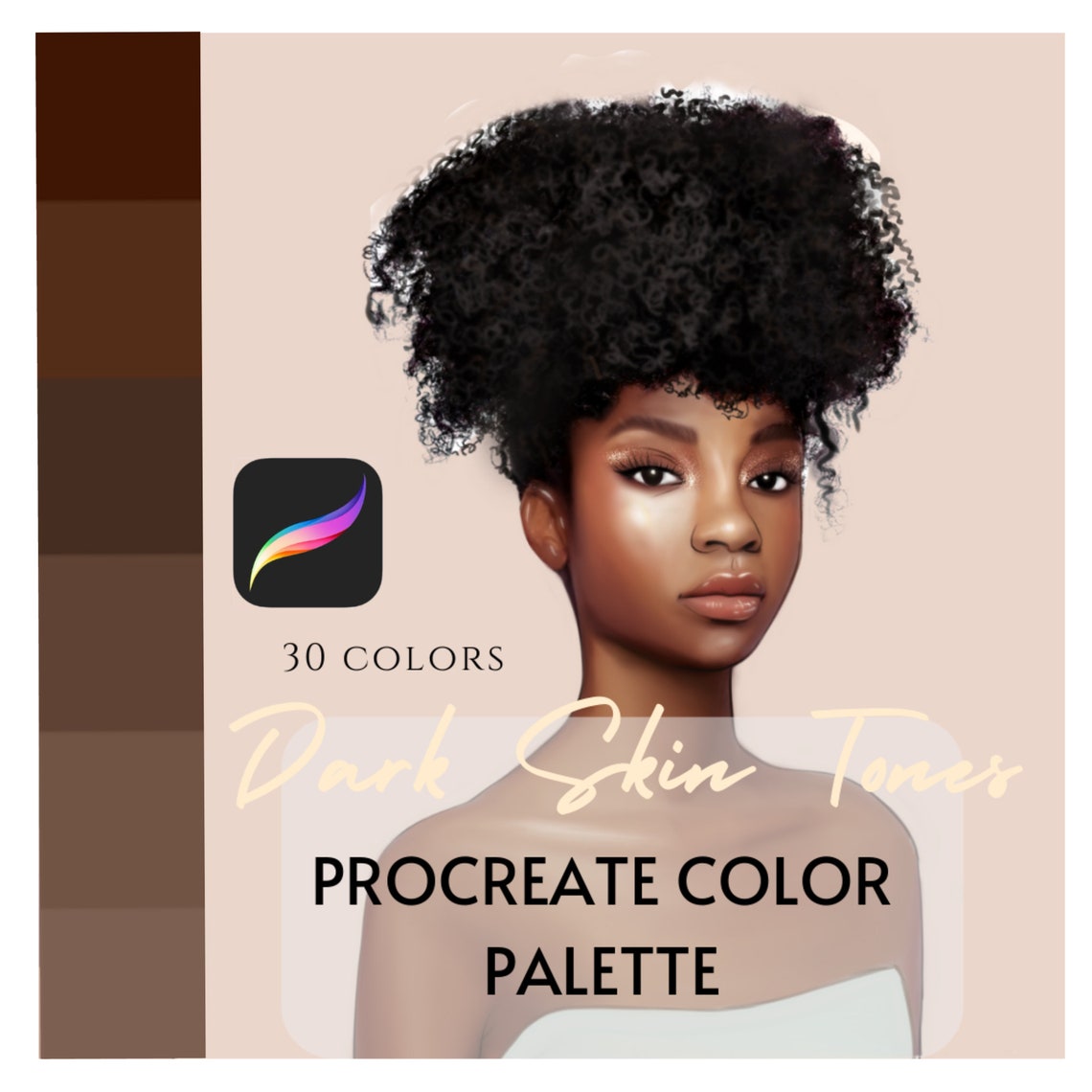 Skin Tone Palette for Procreate, 30 Realistic Skin Tone, Portrait Color ...