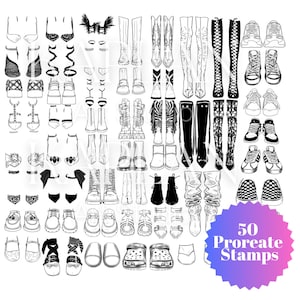 Procreate Stamps Shoes, Procreate Brushes, Fashion Stamps, Shoes ...