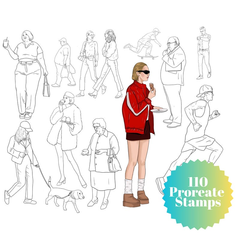 Procreate Stamps People Figure, Procreate Brushes, People Silhouette ...