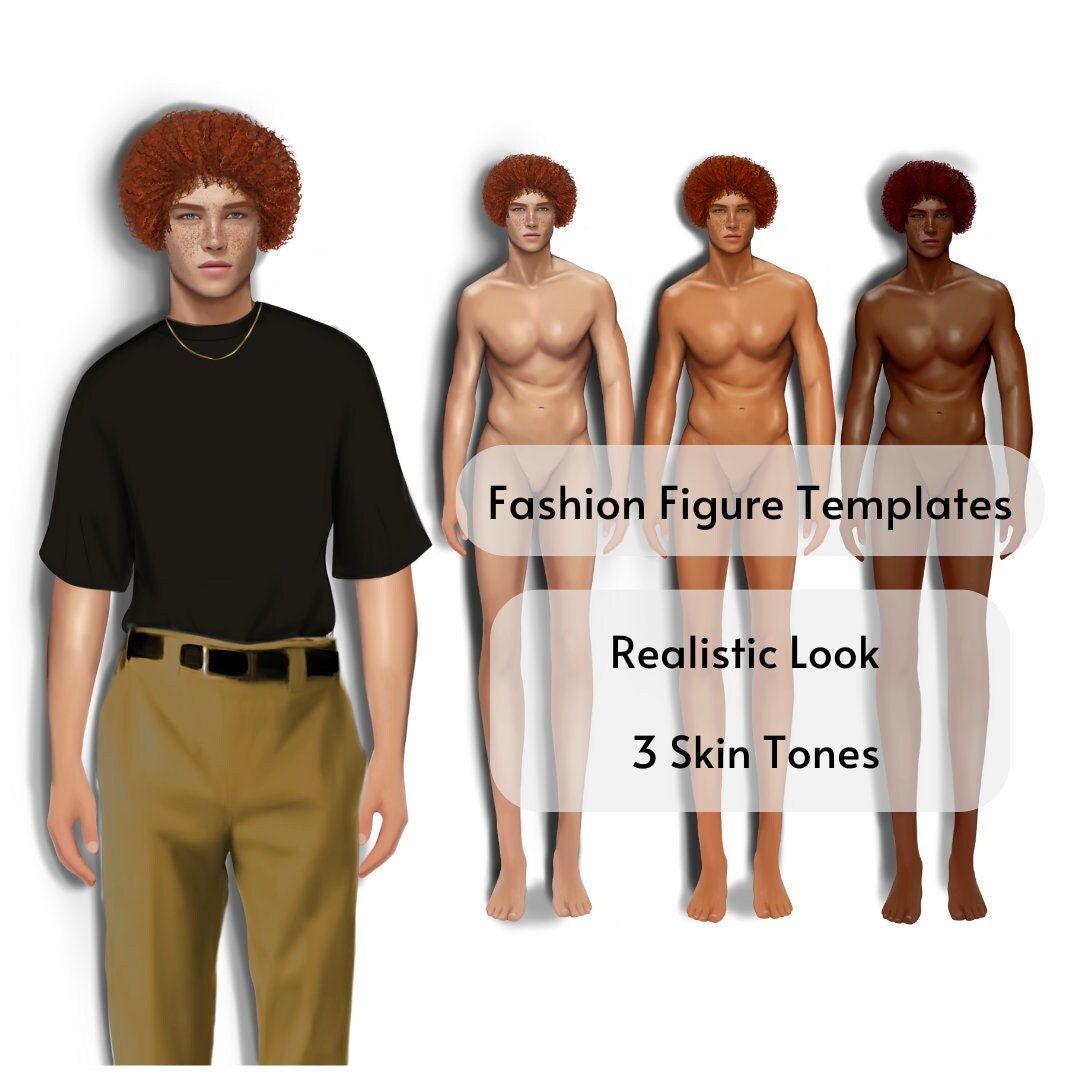Male Fashion Figure, Male Fashion Croquis, Colored Fashion Templates ...