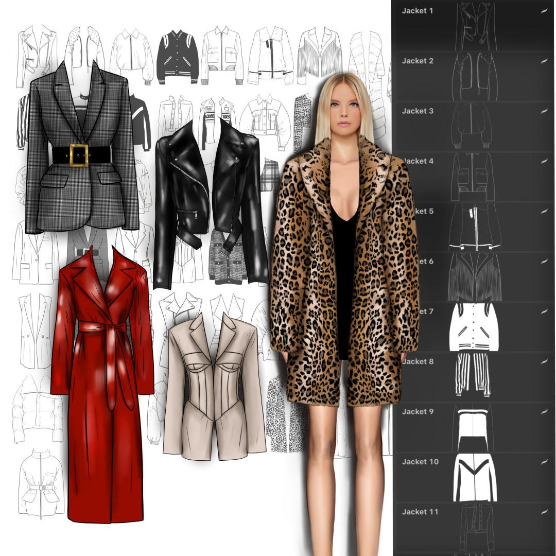 Fashion Designer Bundle, Female Figure and Procreate Stamps, Fashion ...