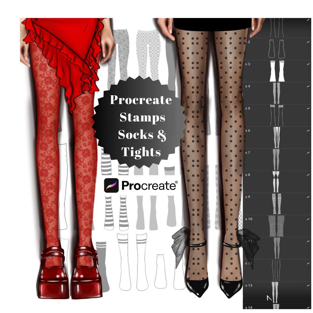 Procreate Stamps Socks & Tights, Stamps for Fashion Designers, 20 Socks ...
