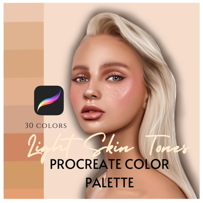 Skin Tone Palette for Procreate, 30 Realistic Skin Tone, Portrait Color ...