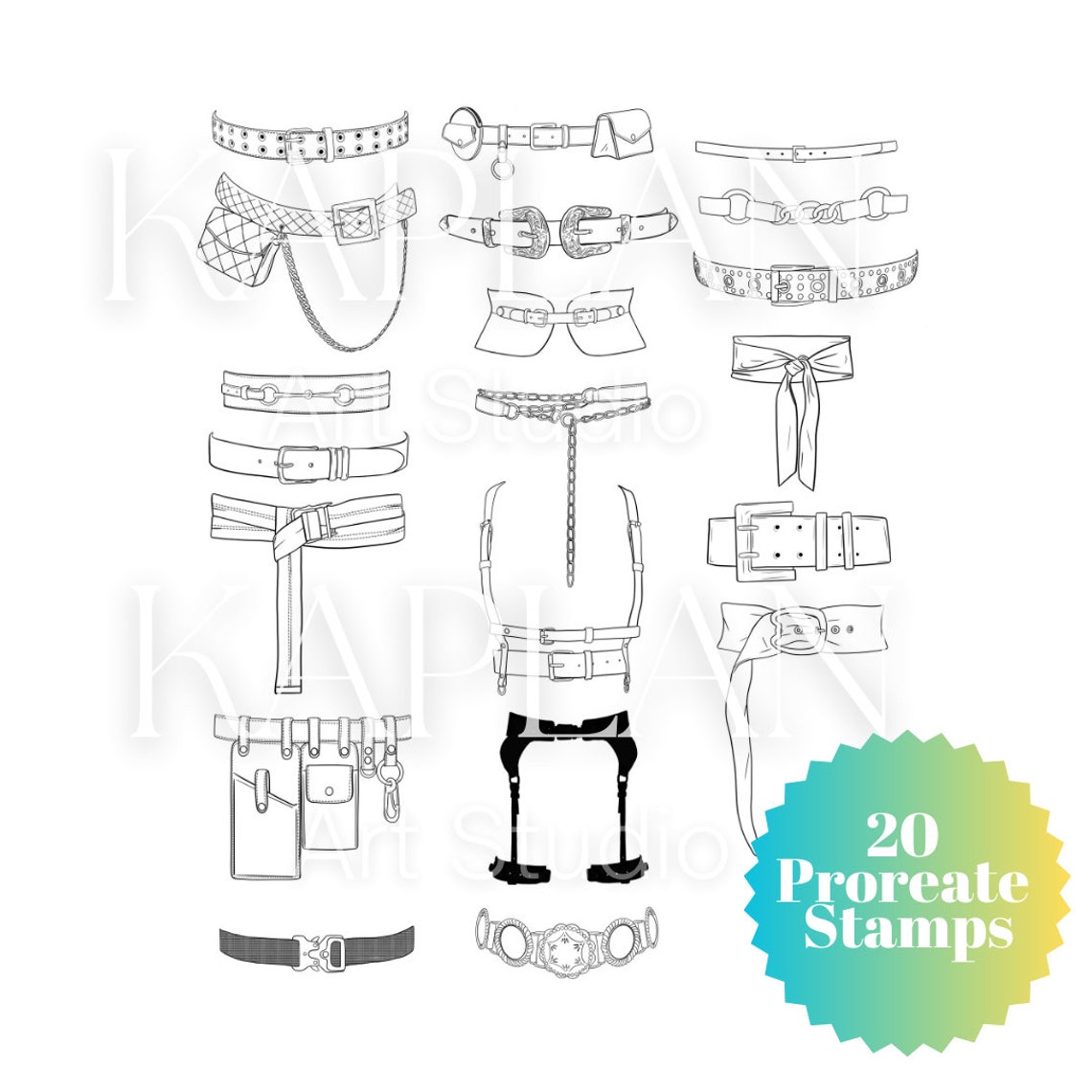 Procreate Stamps Belt, Procreate Brushes, Fashion Stamps, Belt Stamps ...