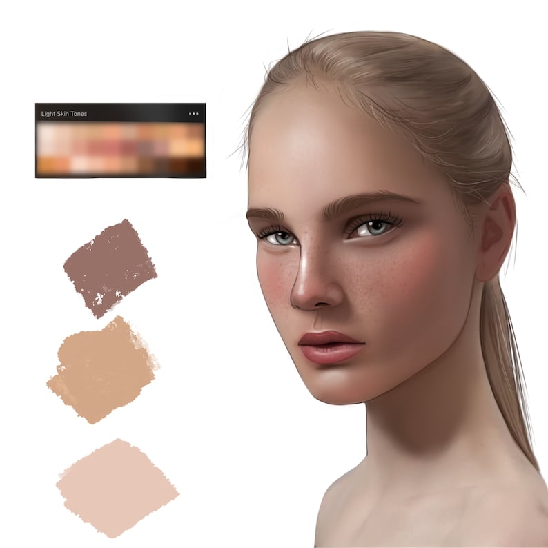 Skin Tone Palette for Procreate, 30 Realistic Skin Tone, Portrait Color ...