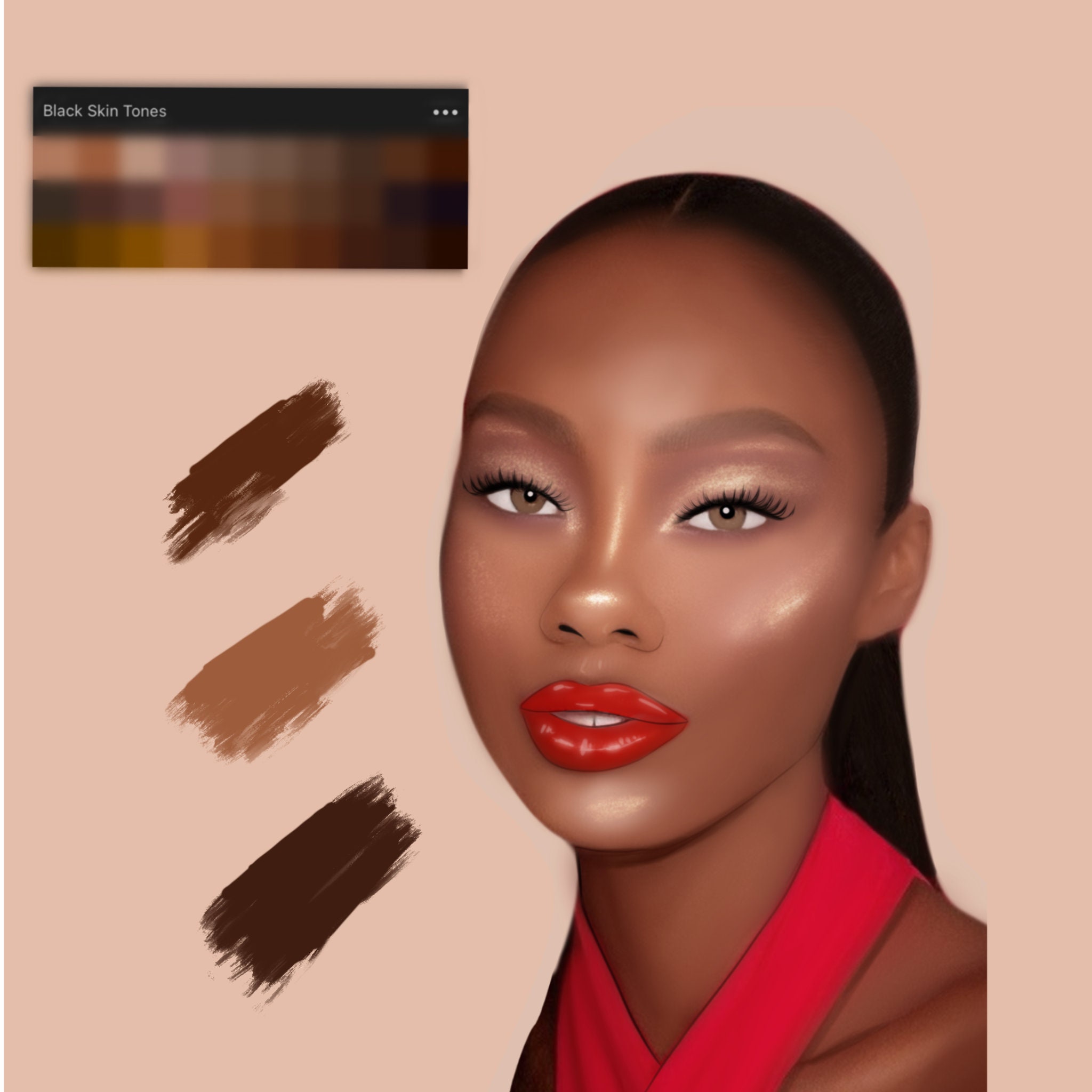 Skin Tone Palette for Procreate, 30 Realistic Skin Tone, Portrait Color ...