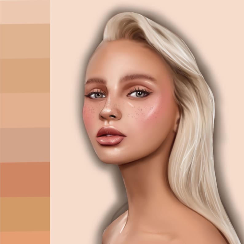 Skin Tone Palette for Procreate, 60 Realistic Skin Tone, Full Skin ...