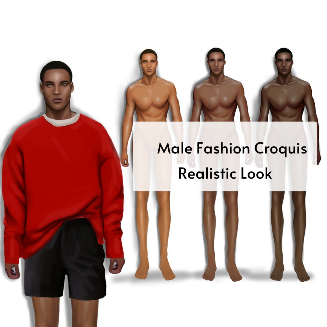 Male Fashion Figure, Male Fashion Croquis Templates, 9-head Fashion ...