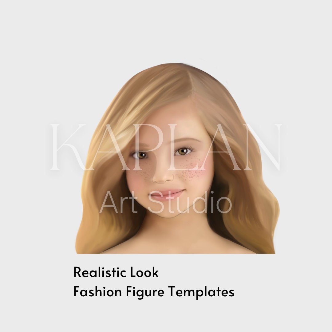 Kids Fashion Croquis Template, Girl Fashion Figure, Front and Back ...