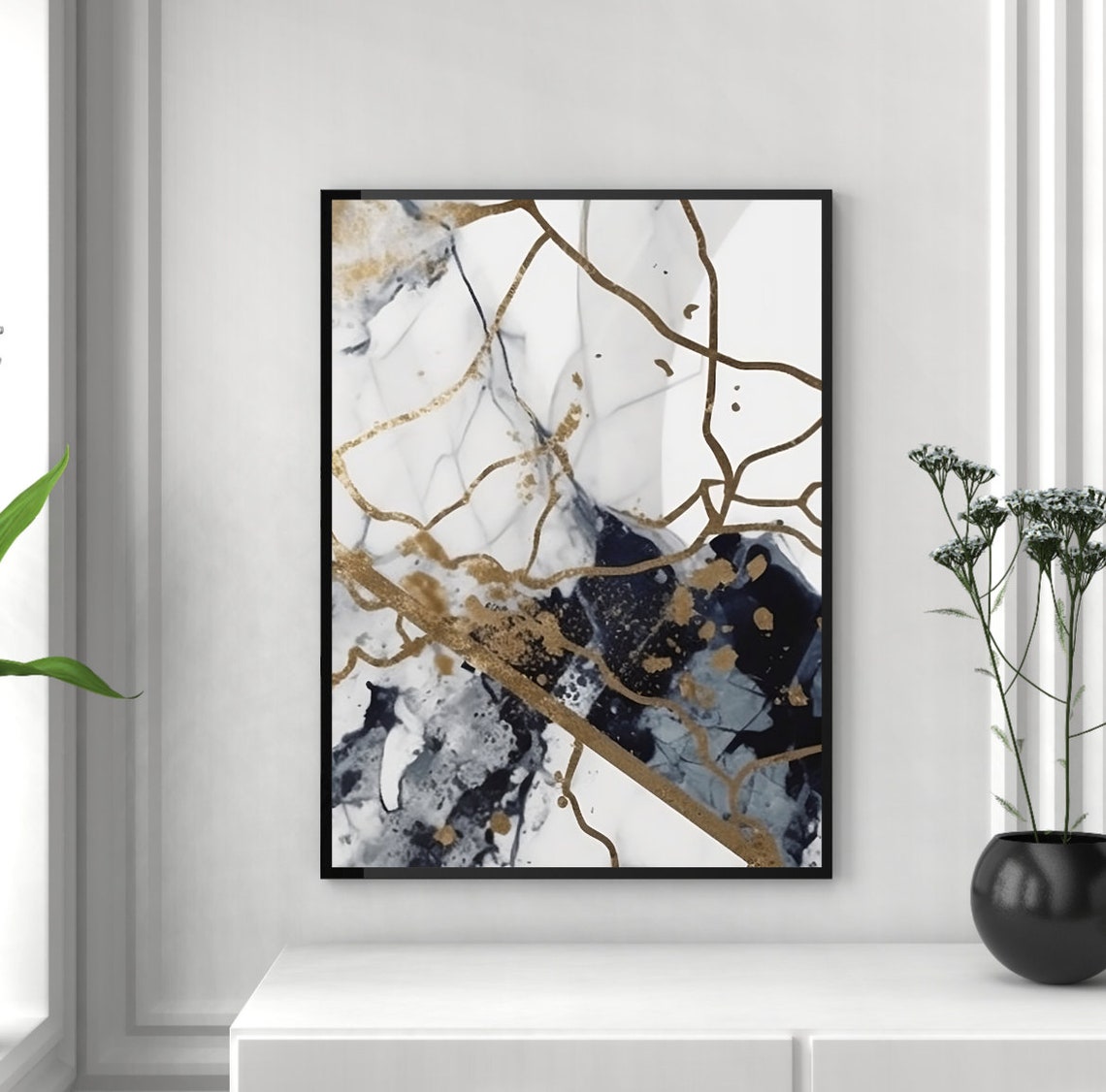 Set of 3 White and Gold Marble Prints, Marble Wall Art, Marble Abstract ...