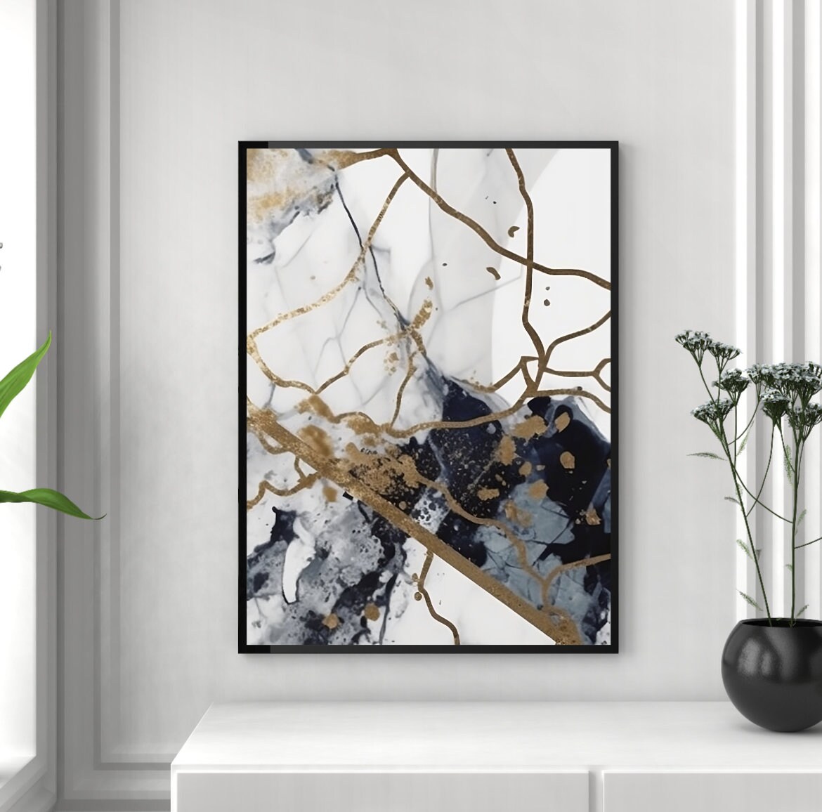 Set of 3 White and Gold Marble Prints, Marble Wall Art, Marble Abstract ...