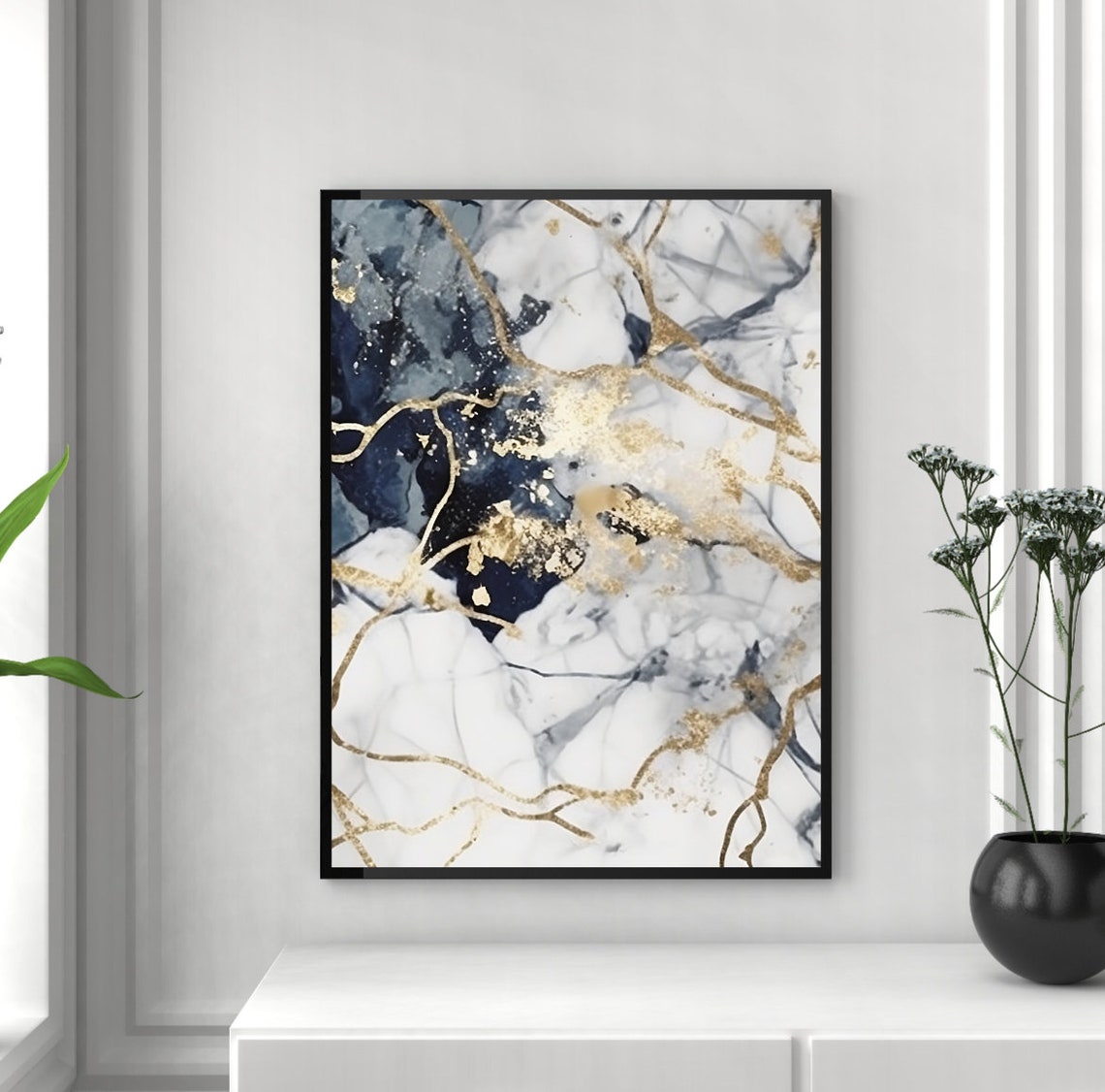 Set of 3 White and Gold Marble Prints, Marble Wall Art, Marble Abstract ...
